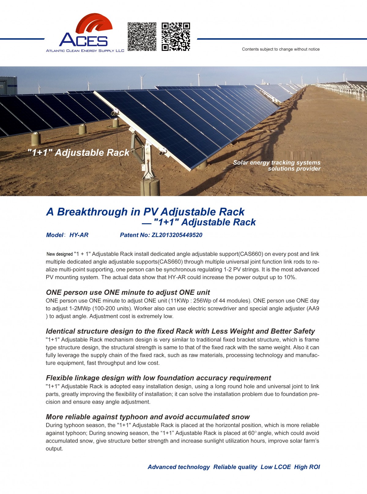 Manually Adjust Single-axis Track Rack – ACES – Atlantic Clean Energy ...