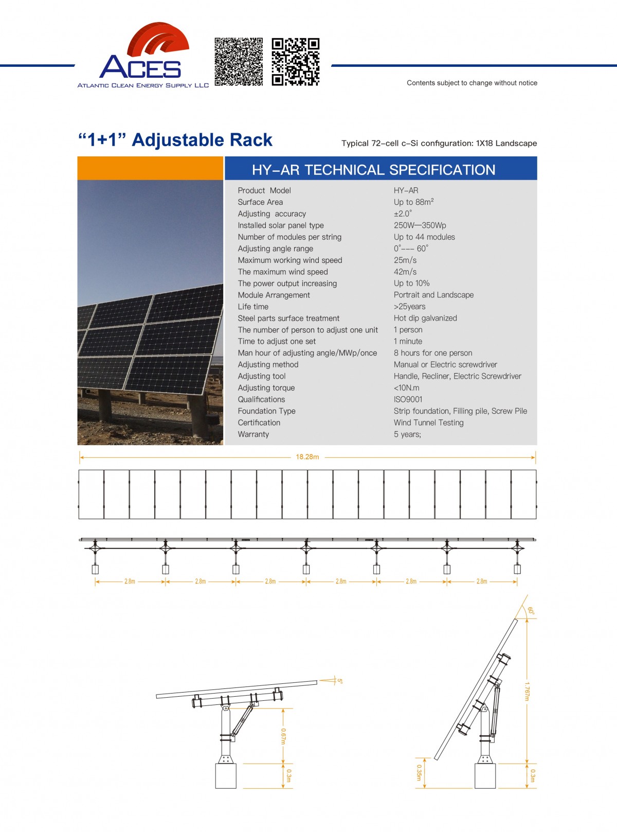 Manually Adjust Single-axis Track Rack – ACES – Atlantic Clean Energy ...